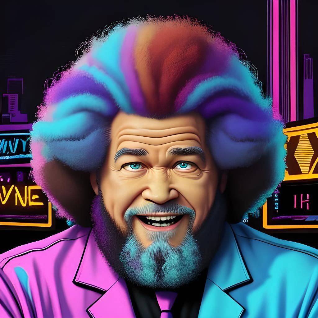 The joy of insanity, with bob ross - AI Generated Artwork - NightCafe ...