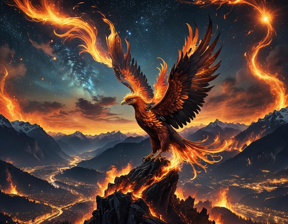 Phoenix on fire - AI Generated Artwork - NightCafe Creator