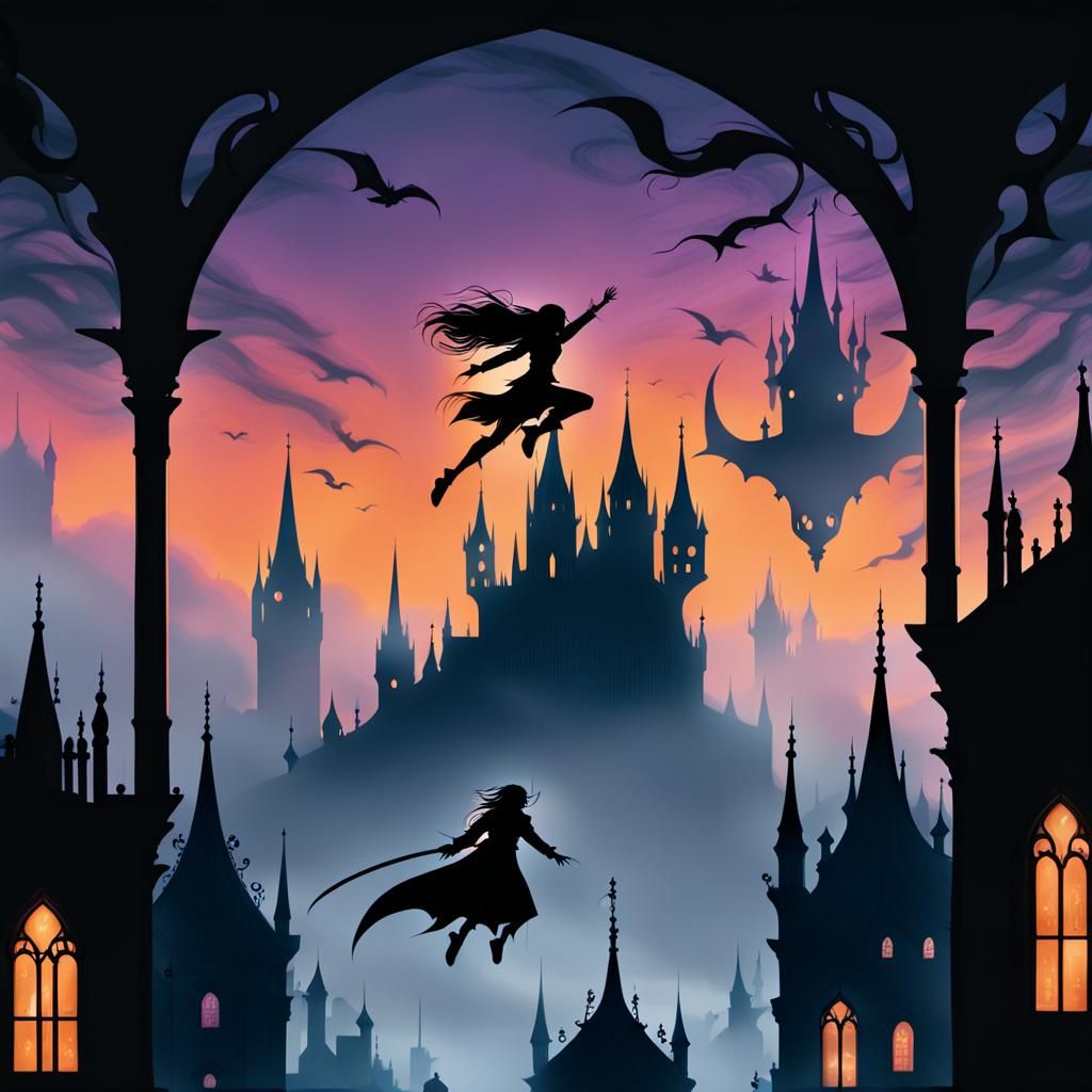 Luthadel Under Dark Skies with Flying Mistborn - AI Art