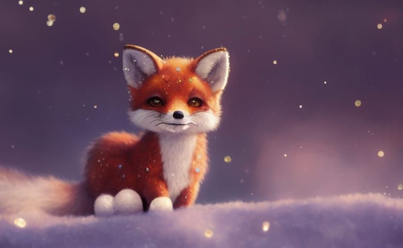adorable chibi fox in the snow - AI Generated Artwork - NightCafe Creator