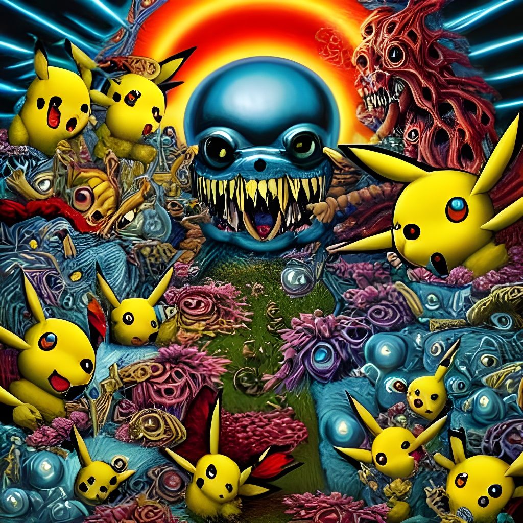 Necromorphs attacking Pikachu - AI Generated Artwork - NightCafe Creator