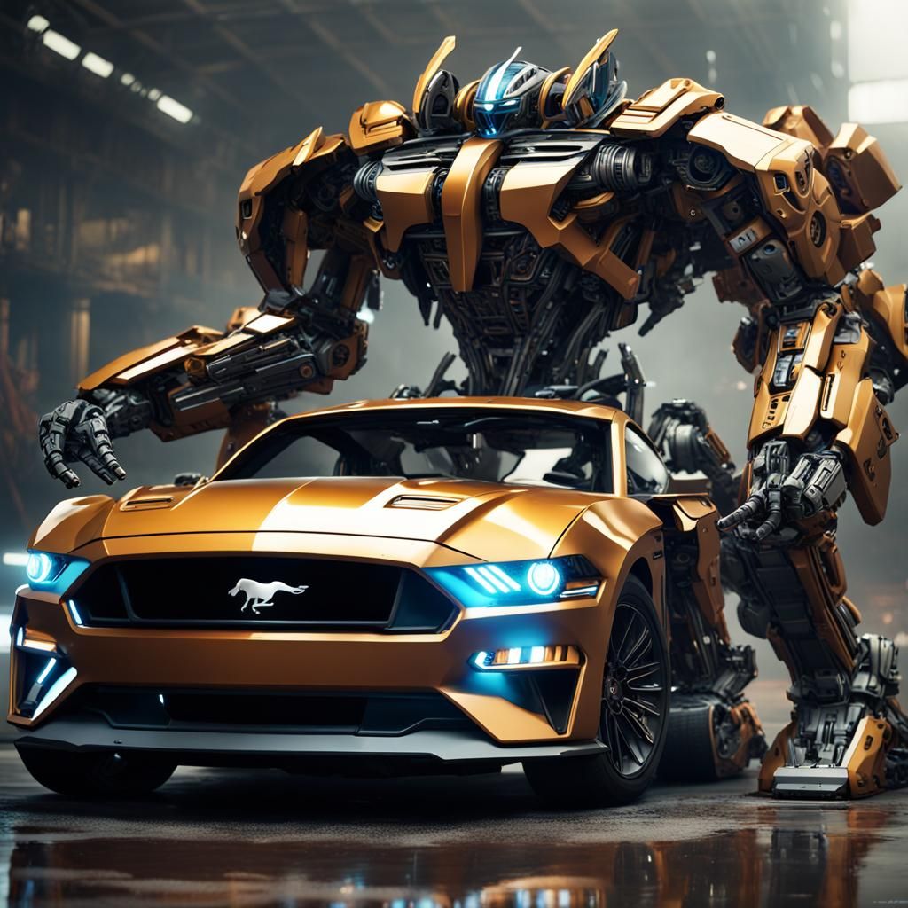 Ford mustang transformer (robot) by symbol of ford mustang at centre of ...