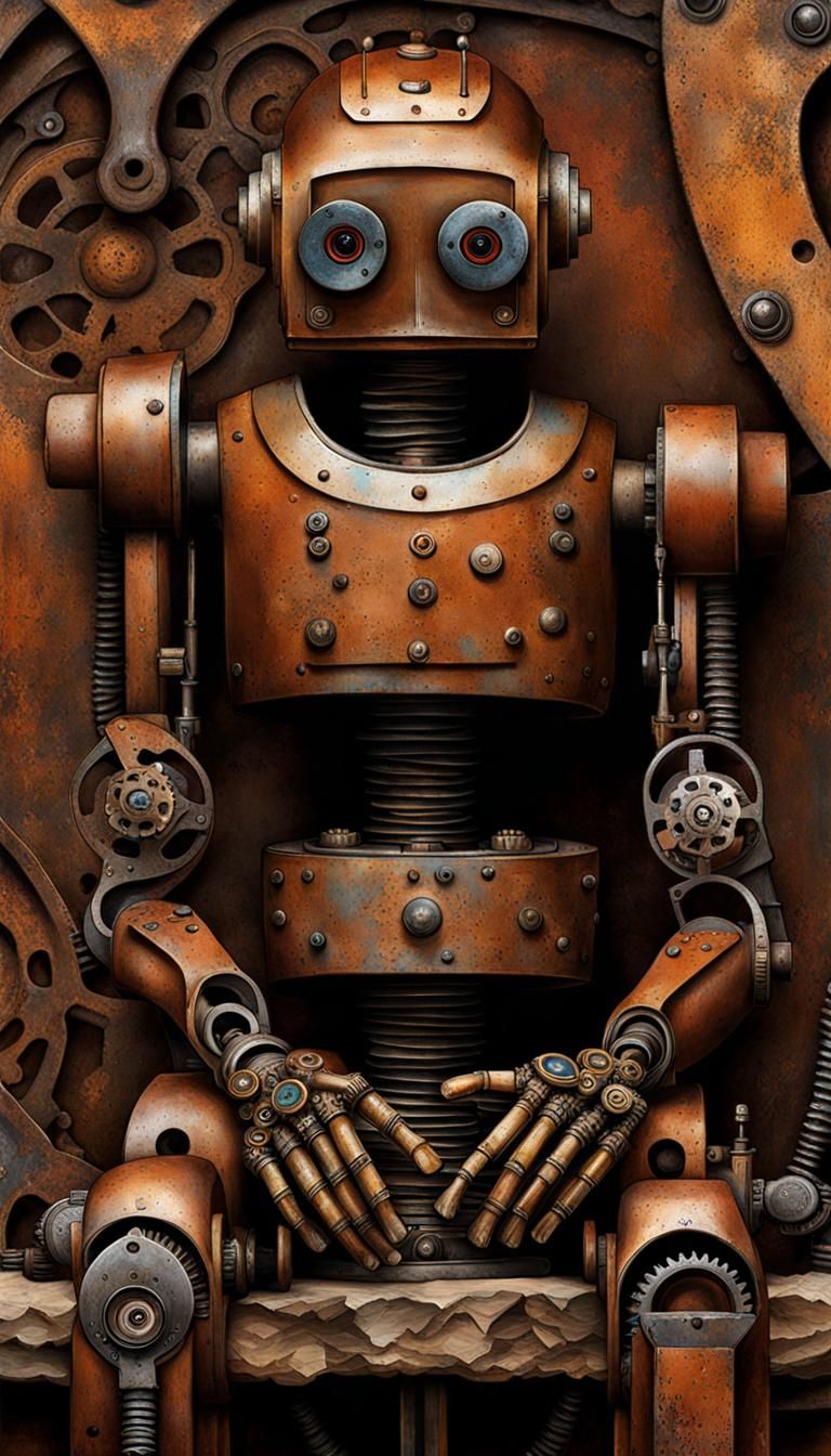 Rusty Old Robot - AI Generated Artwork - NightCafe Creator