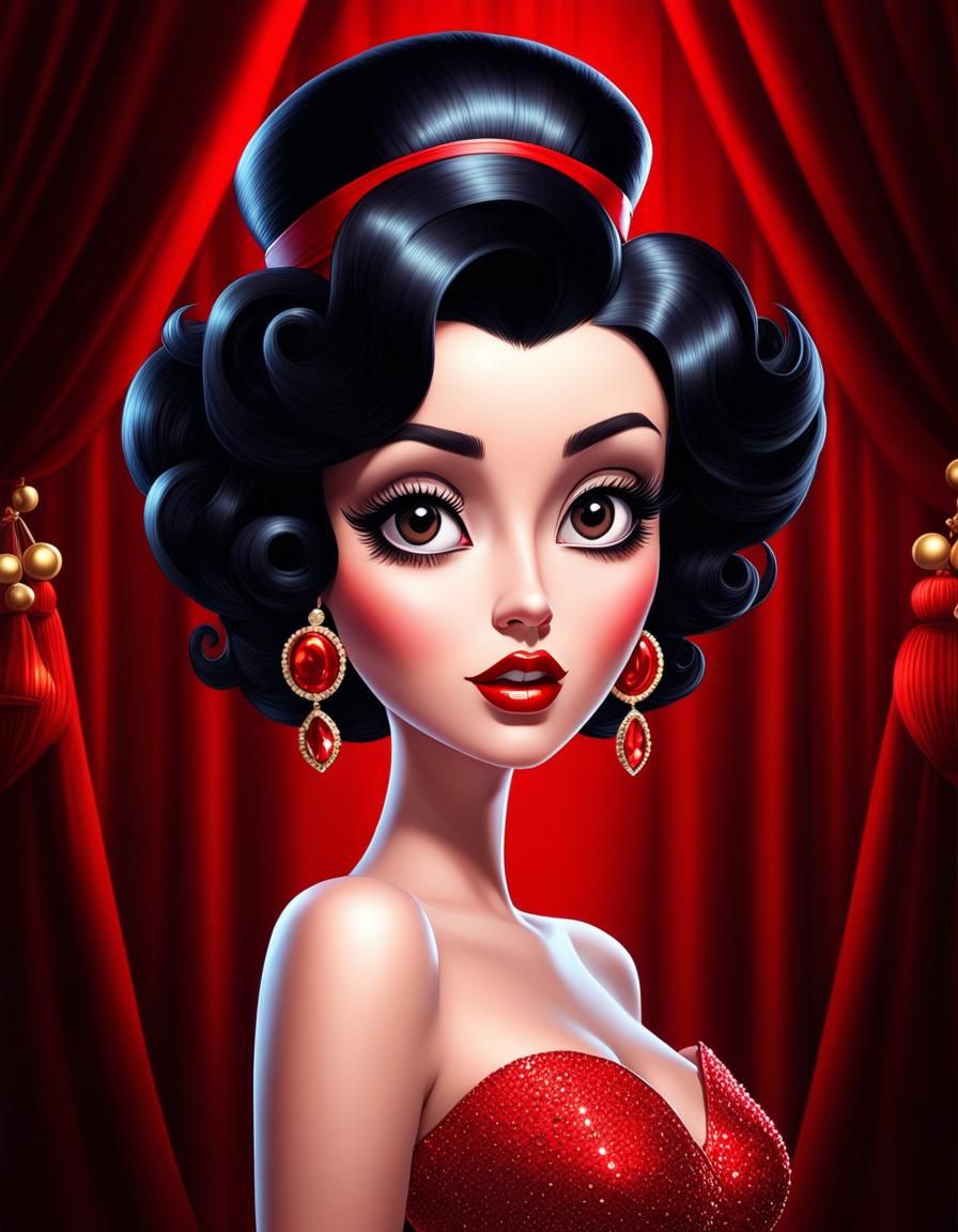 Glamour - Glamorous Cartoon Lady in Hollywood Portrait Style