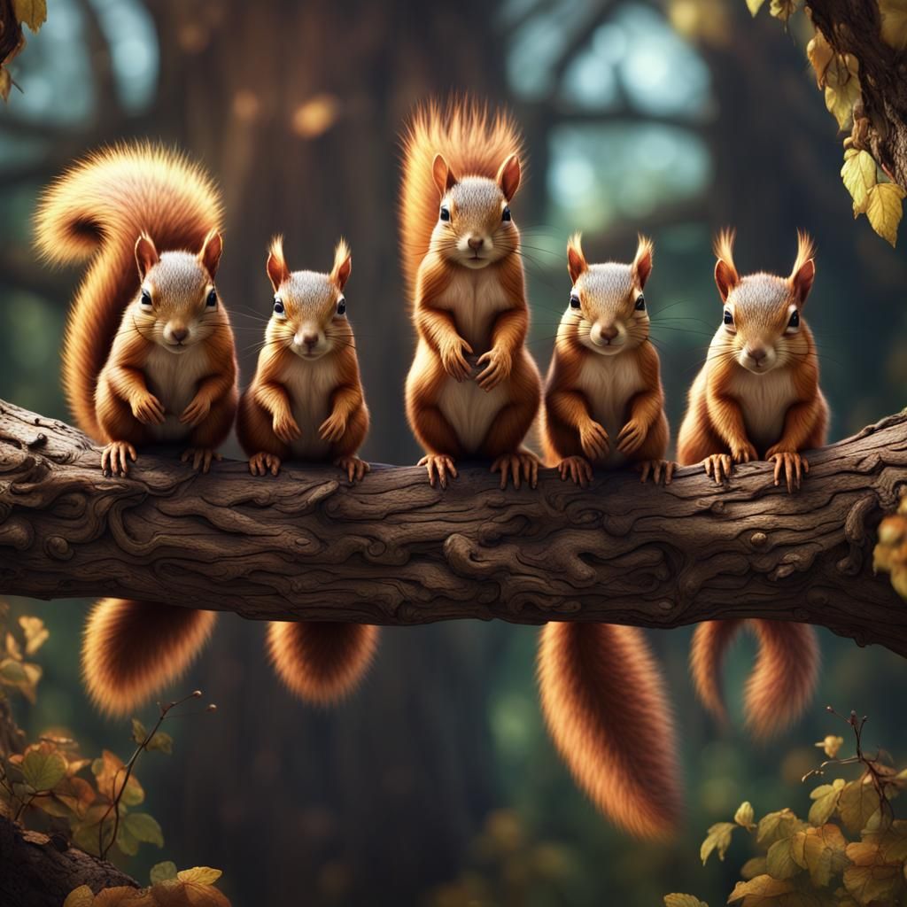 Squirrel Family - AI Generated Artwork - NightCafe Creator