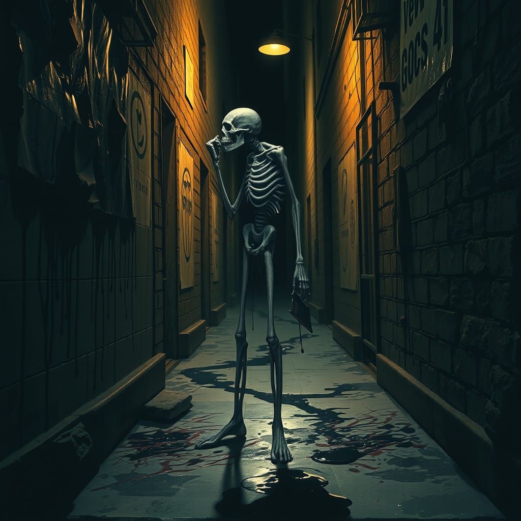 Lost skeleton - Forgotten Alley in Dark, Gothic Style