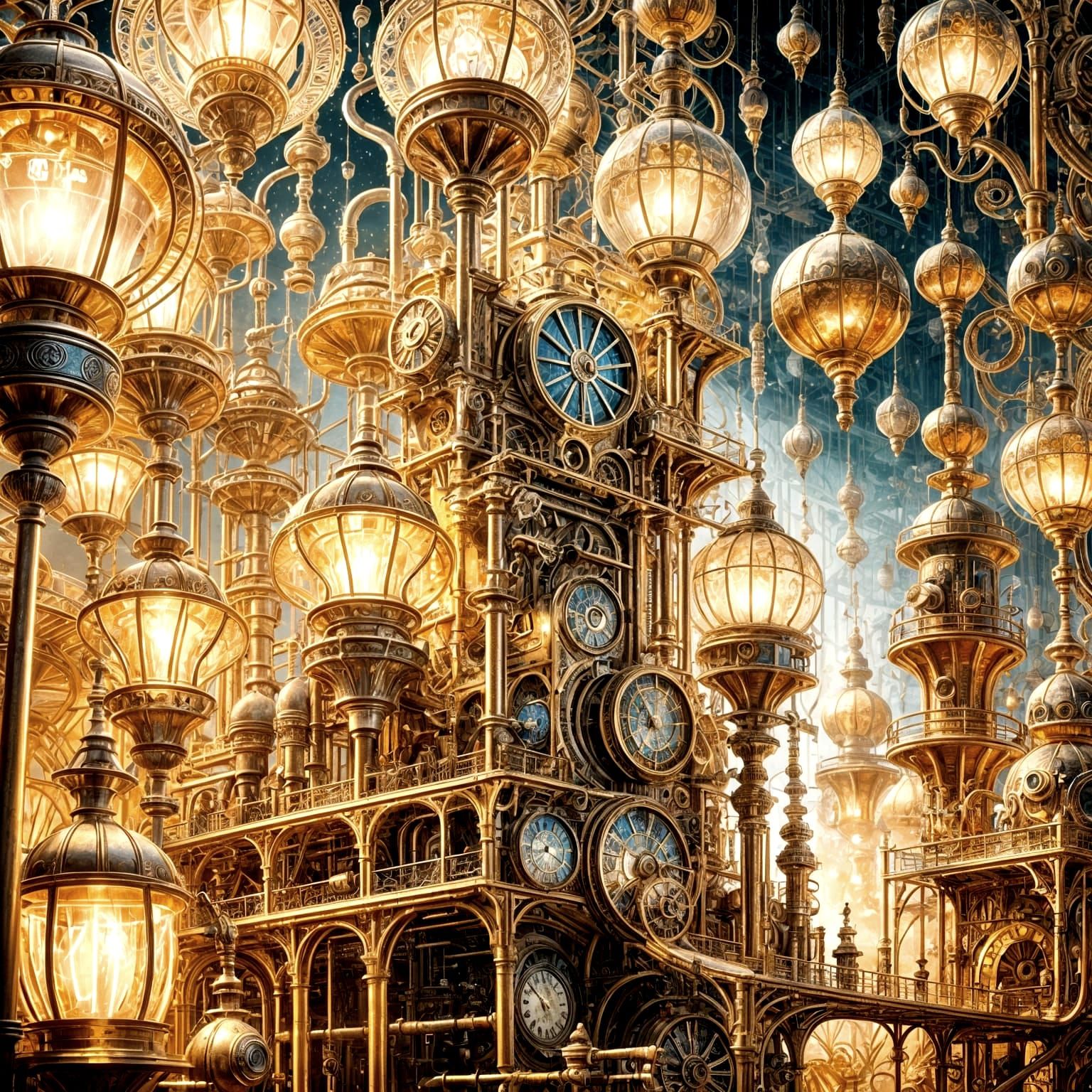 Interior of a fantastical, dreamlike factory