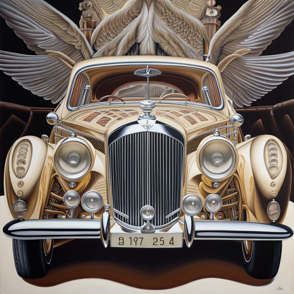 Luxurious classic car, bentley inspired, made of bone and muscle ...