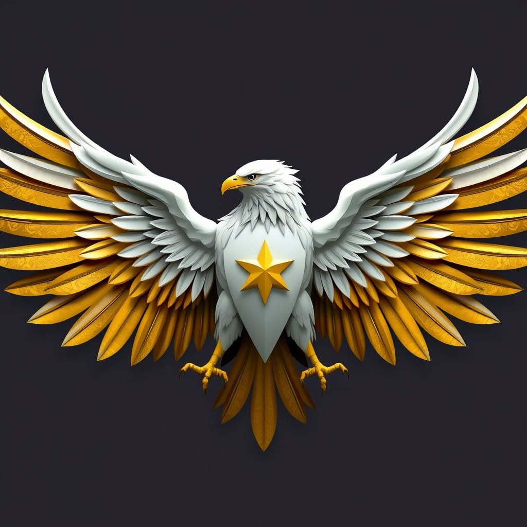 Golden Eagle Icon with Radiant Wingspan and Celest... - AI Art