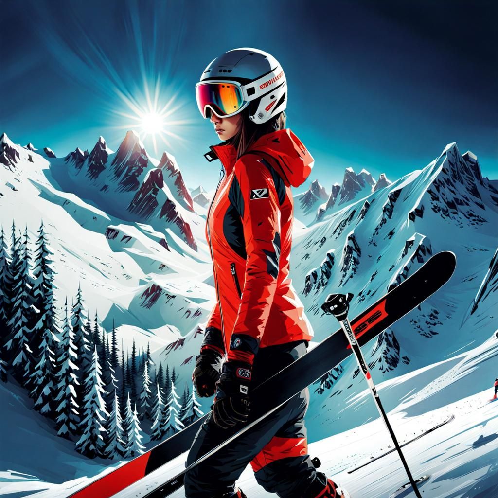 Skiing - AI Generated Artwork - NightCafe Creator
