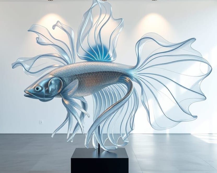 Abstract Betta Fish - Surreal Metallic Sculpture of a Betta ...