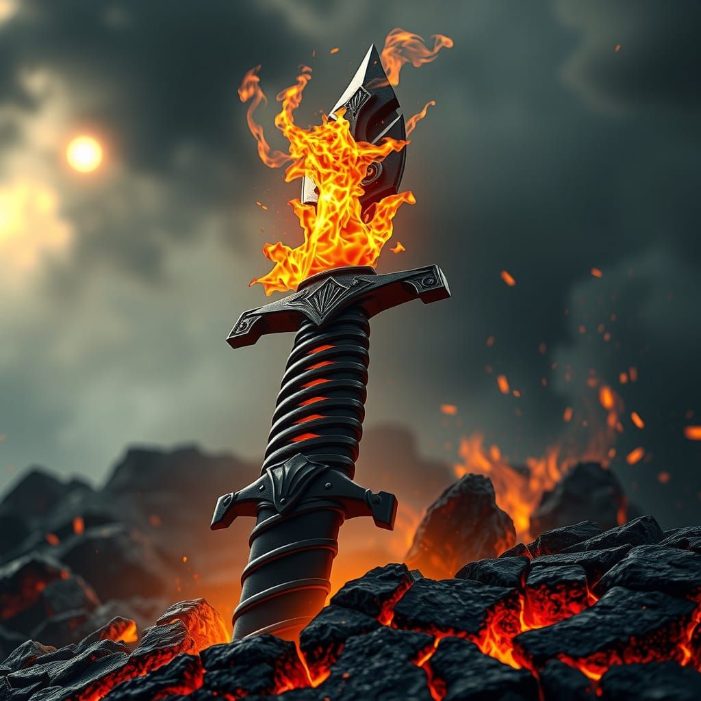 Sword born of Elemental Fire - Fiery Elemental Sword Embedde...