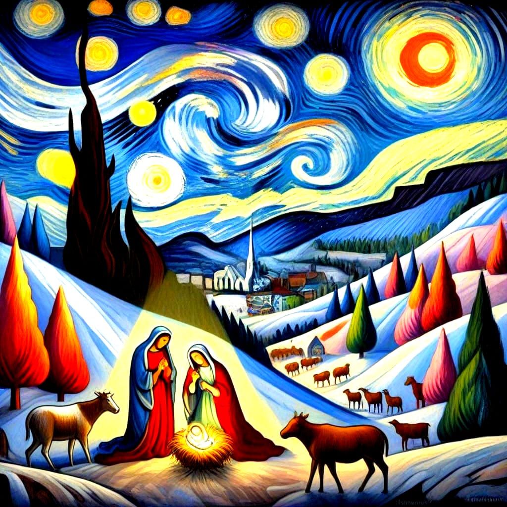 Bethlehem, Christmas night, unique masterpiece, paintings by Munch, de ...