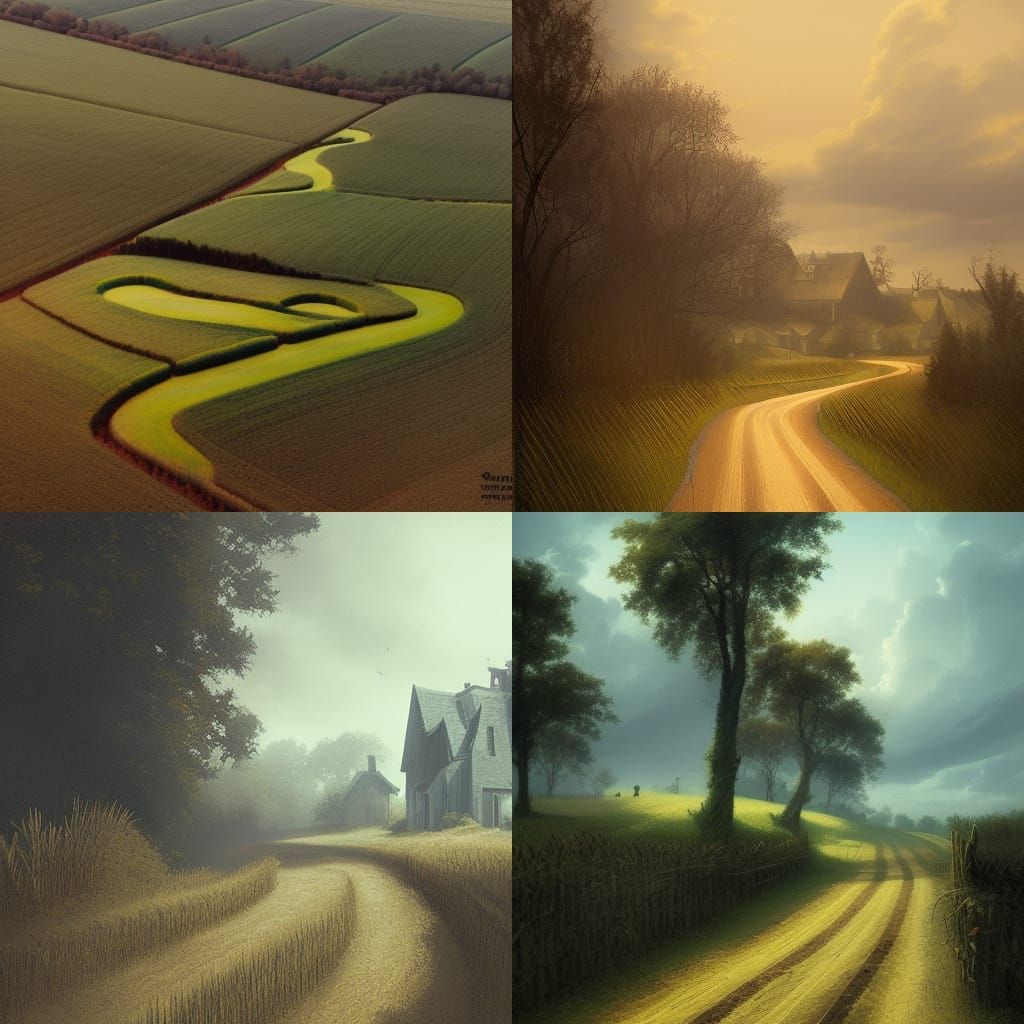 BackWoods farmland estate cornfields winding roads around it - AI ...