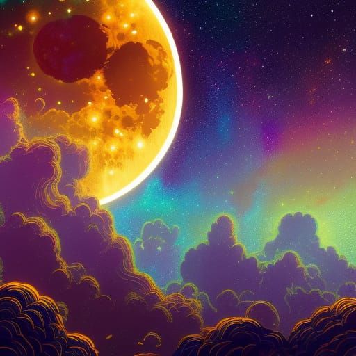 nebula moon - AI Generated Artwork - NightCafe Creator