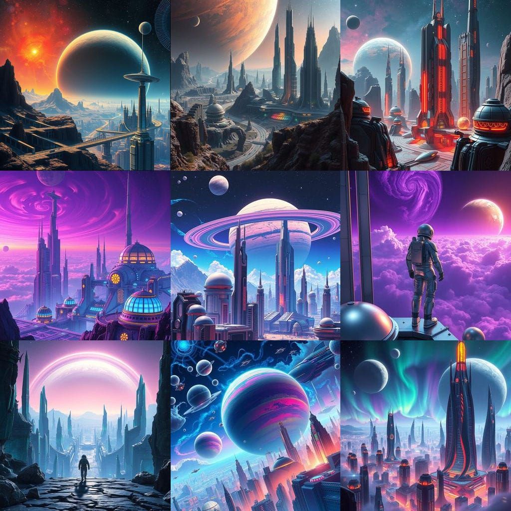 Galactic Cities Among Celestial Wonders - AI Art
