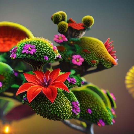 Tiny topiary and flowers - AI Generated Artwork - NightCafe Creator