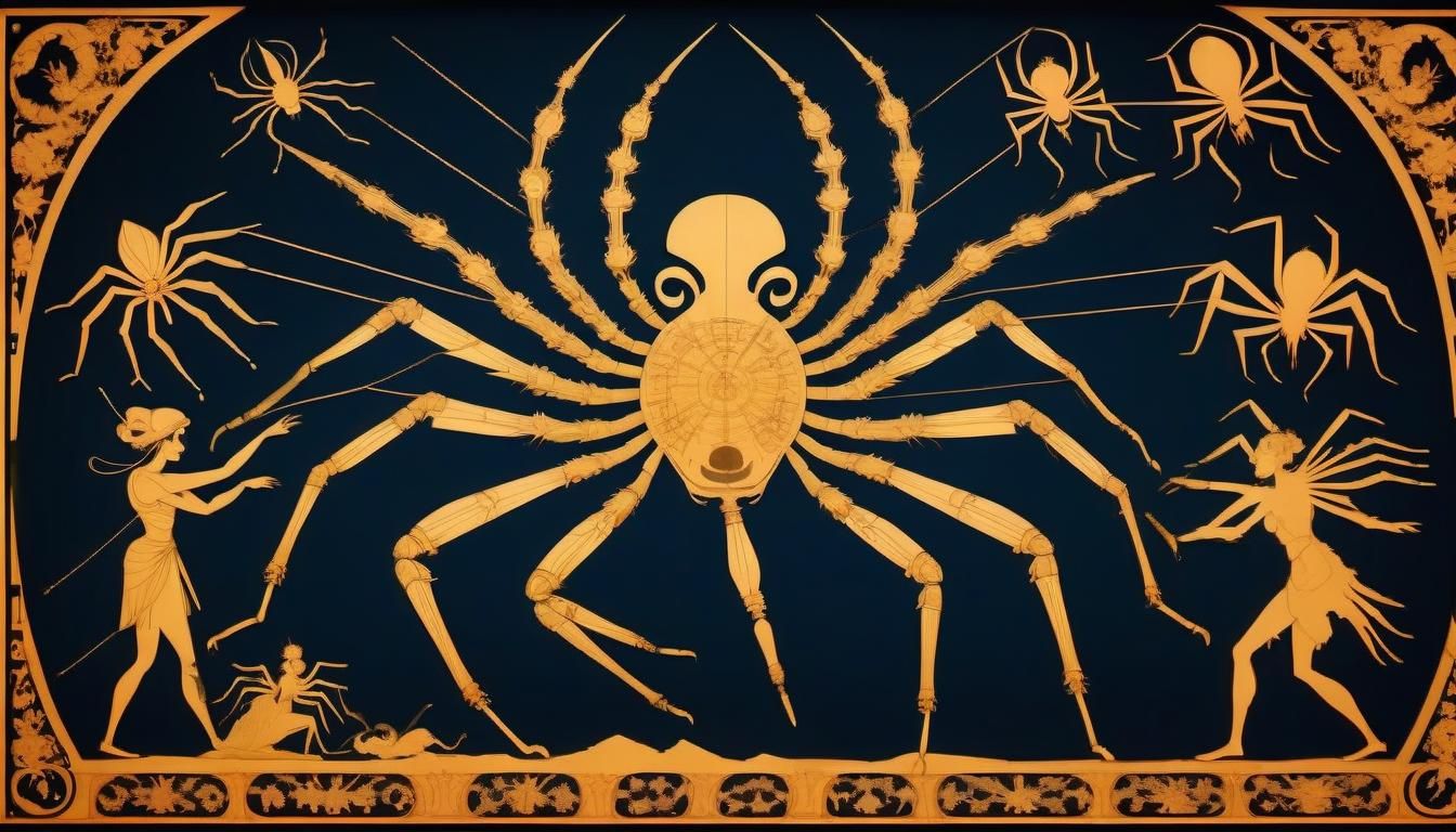 Ancient Greece, Athena turns Arachne into an eight-legged creature ...