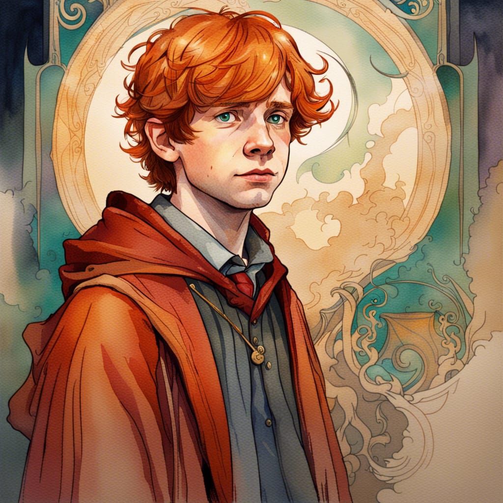 Ron Weasley | Ink Painting - AI Generated Artwork - NightCafe Creator