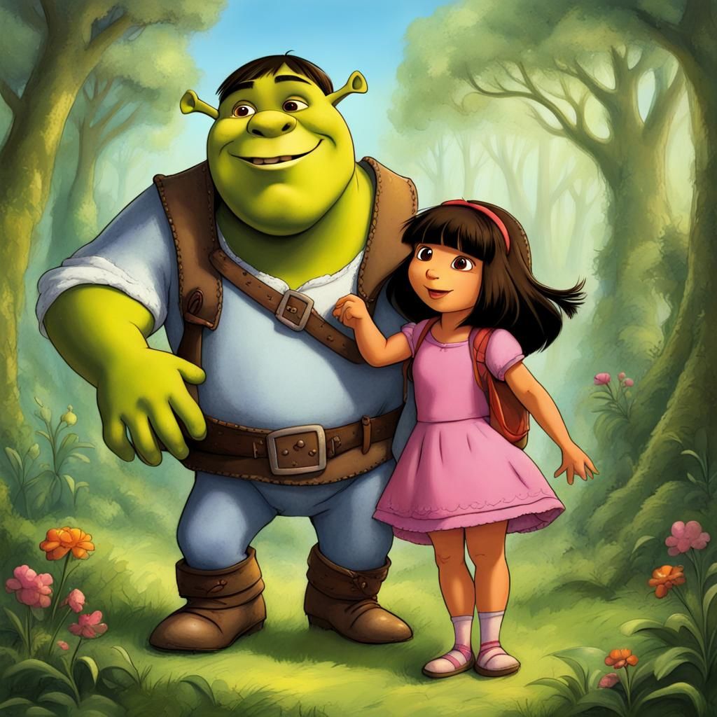 Dora the explorer meets Shrek - AI Generated Artwork - NightCafe Creator
