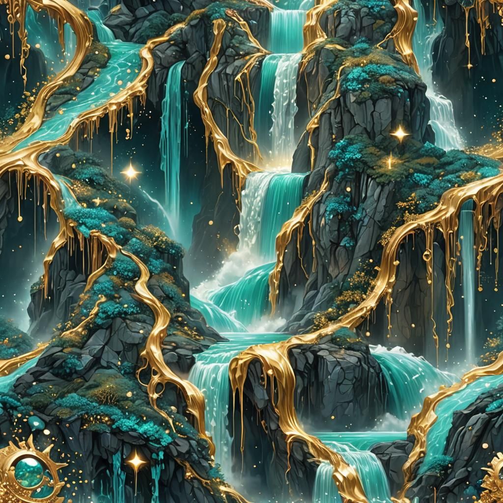 Turquoise Waterfall - AI Generated Artwork - NightCafe Creator