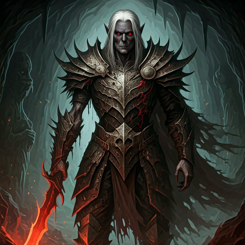 Undead Drow Warrior in Dark Fantasy Style - AI Art
