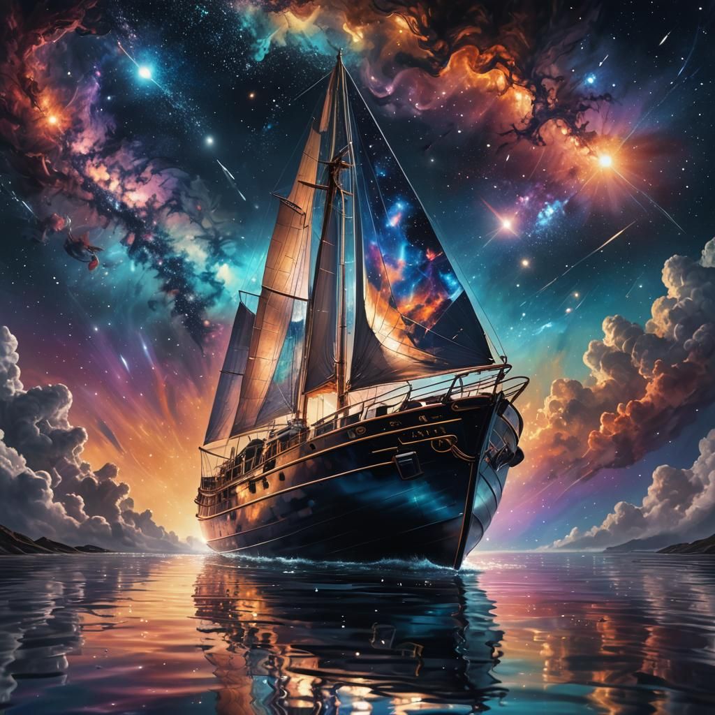 An ethereal cosmic boat - AI Generated Artwork - NightCafe Creator