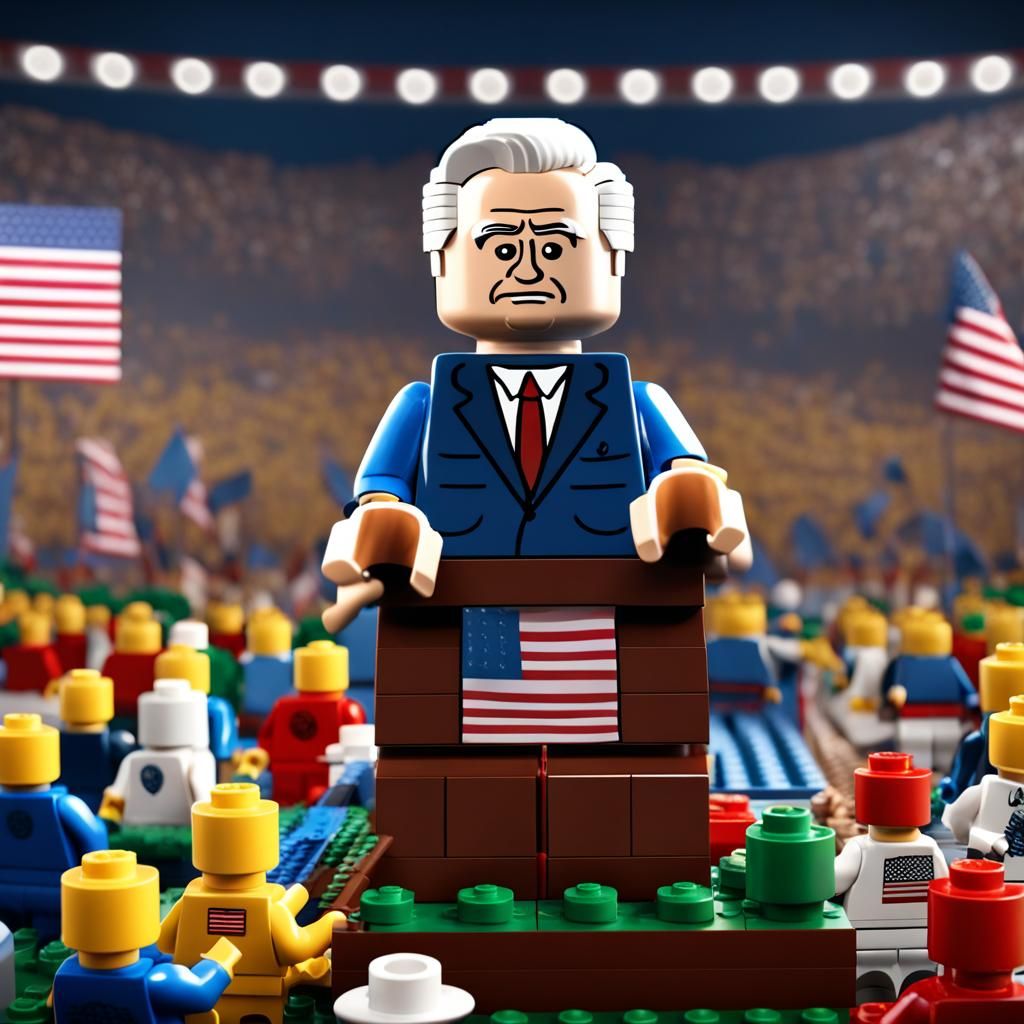 Lego Joe Biden at a Lego Campaign Rally - AI Generated Artwork ...