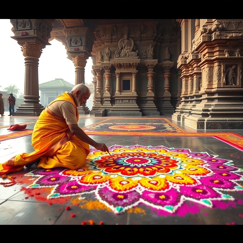 A Rangoli Artist at Work - A Rangoli Artist at Work