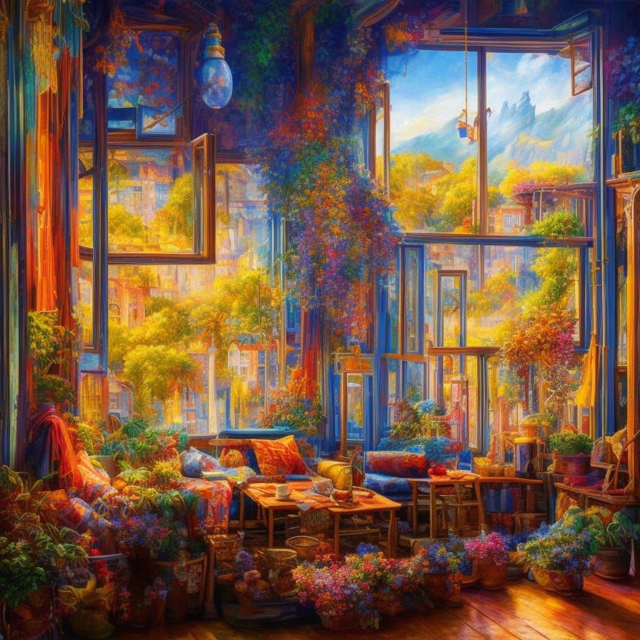 Vibrant Cozy Room - AI Generated Artwork - NightCafe Creator