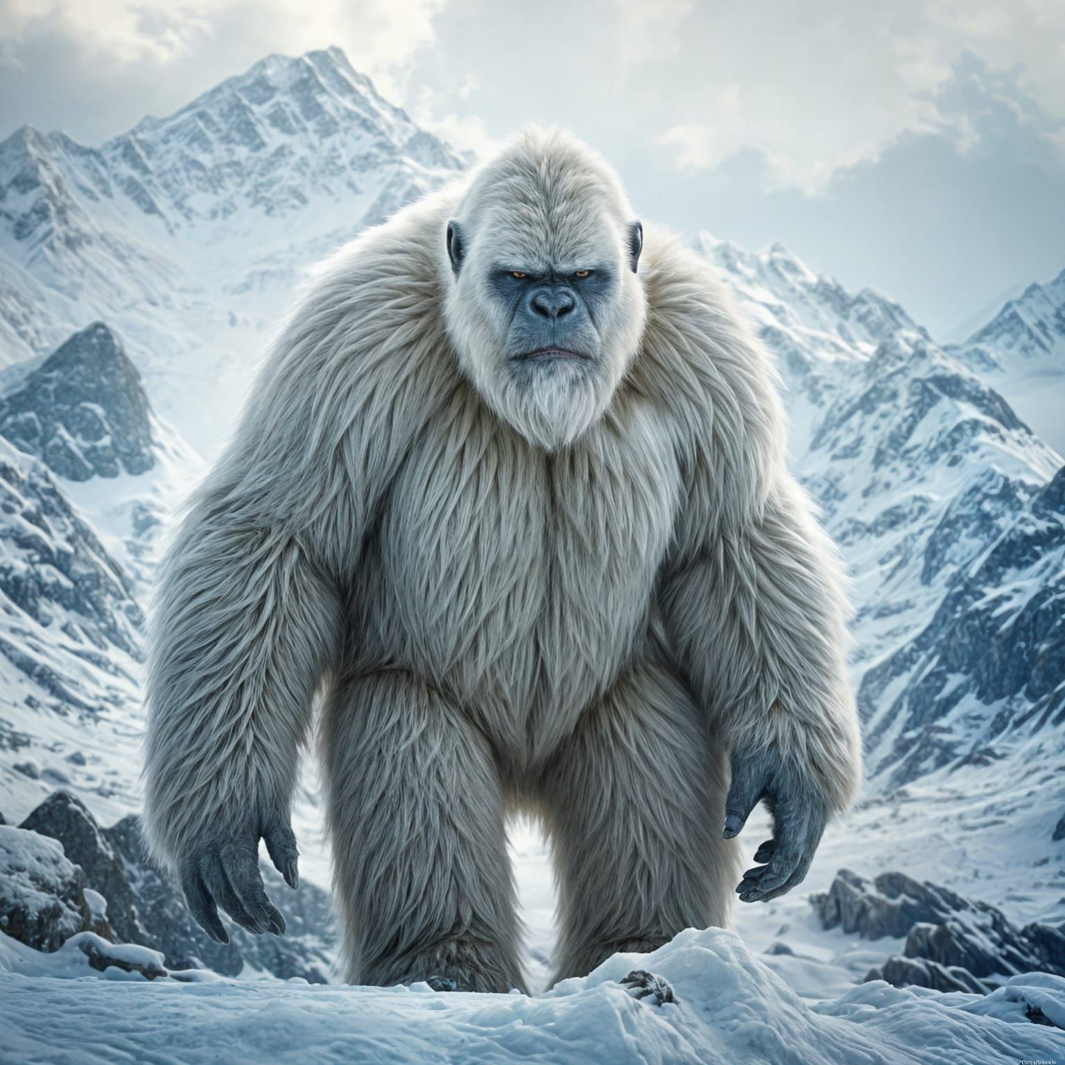 Arctic Grumpy - Photorealistic Yeti in Himalayan Snowscape