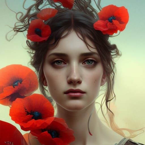 Goddess of poppies - AI Generated Artwork - NightCafe Creator