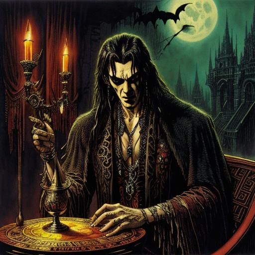 Intricate, aztec haunted deciduous discotheque, Bernie Wrightson, cel ...