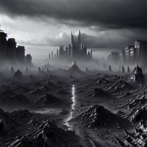 Grayscale apocalypse - AI Generated Artwork - NightCafe Creator