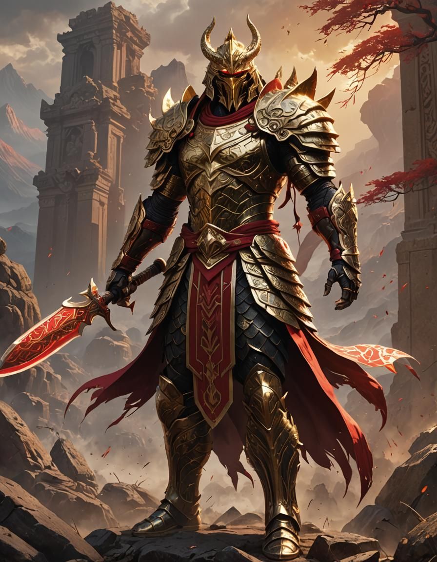 Epic Fantasy Warrior Gilgamesh, - AI Art