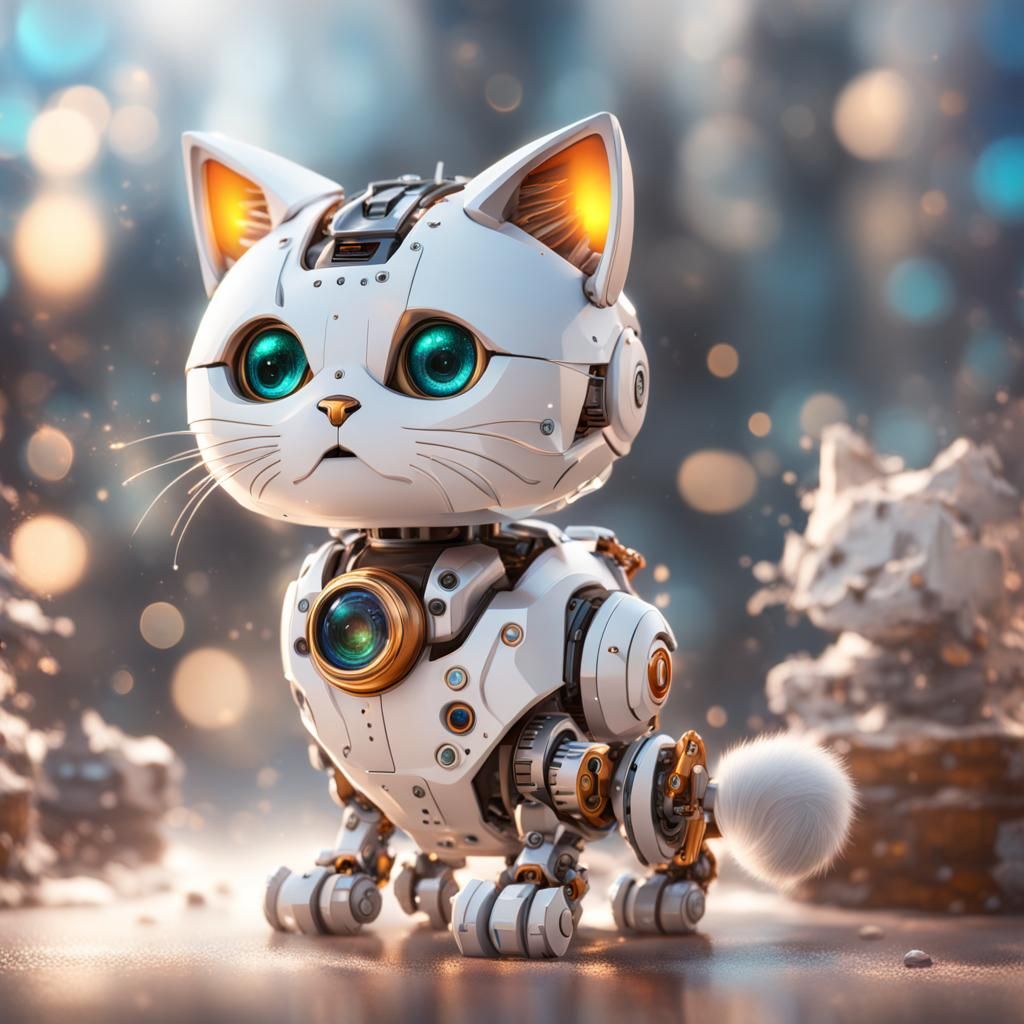 Cute robot Toy Kitten, - AI Generated Artwork - NightCafe Creator