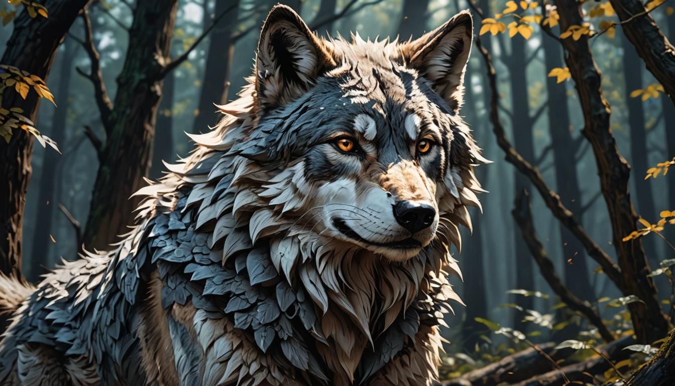 wolf in the woods - AI Generated Artwork - NightCafe Creator