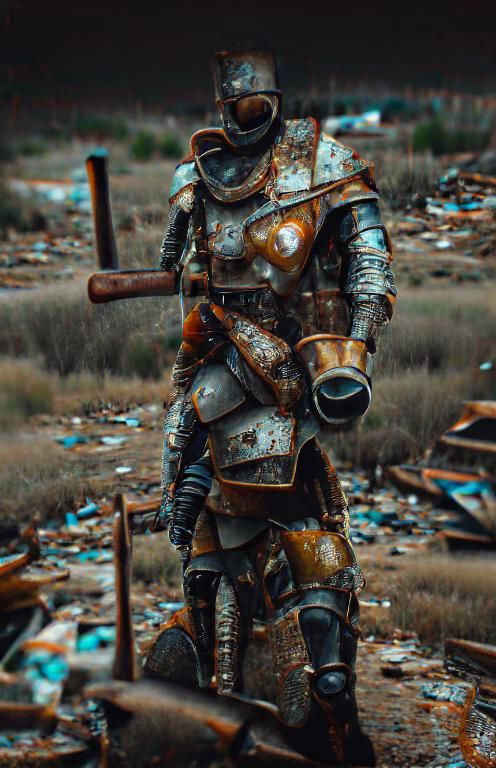 The post-apocalyptic Knight in Rusty Armor 8k resolution - AI Generated ...