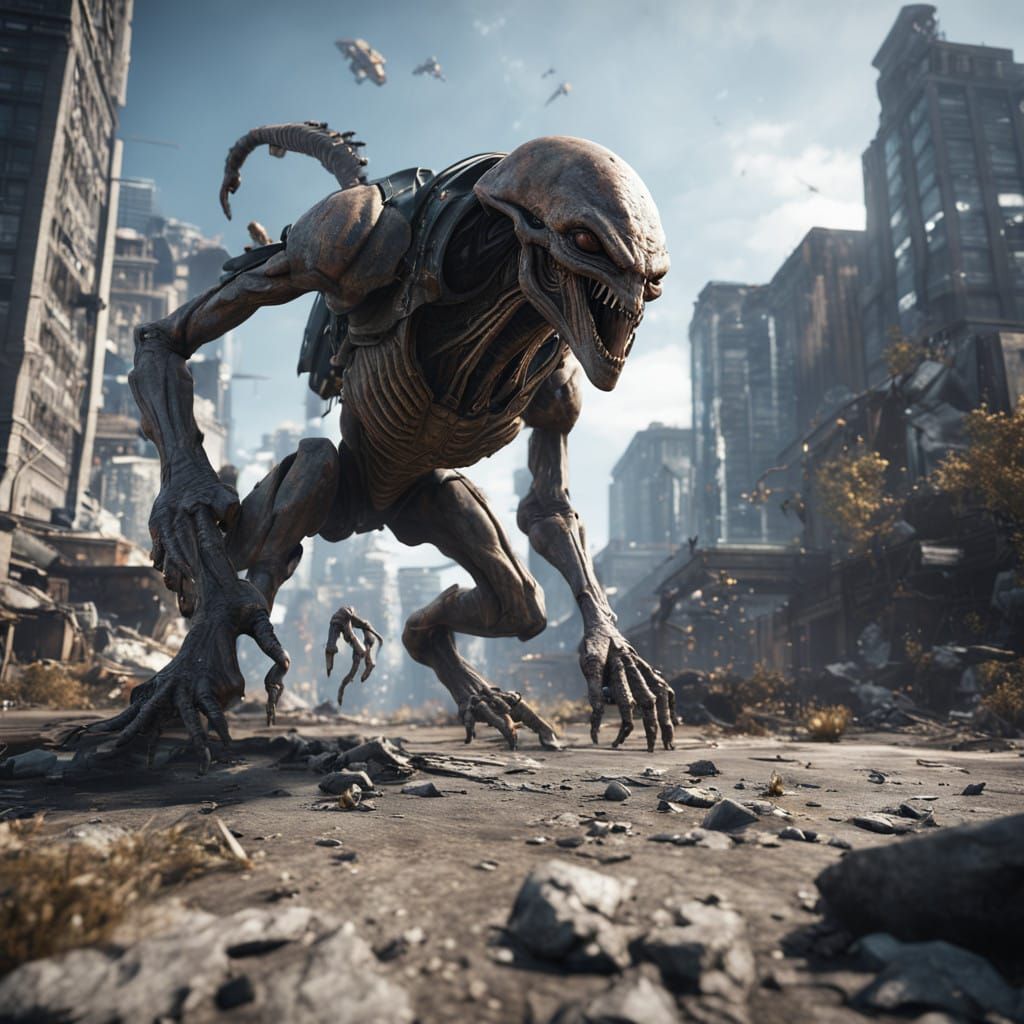 alien s roaming on earth after destroying the city