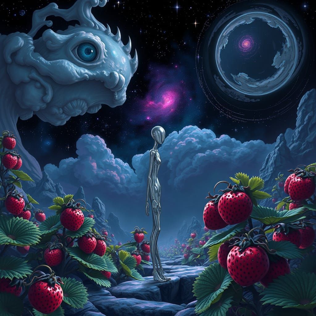 Ethereal Fantasy World with Stickman and Cosmic Fr... - AI Art