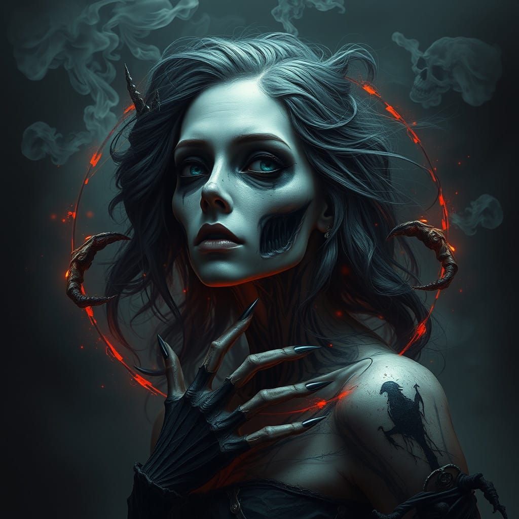 Ethereal Ghoul Goddess: A Surreal, Dreamlike Portr... - AI Art