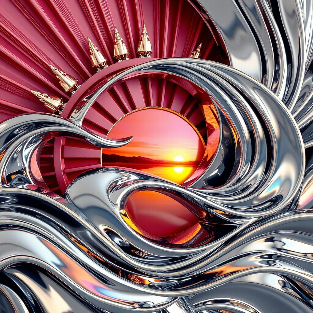 Sun and Waves Chrome Wall Art - Sun and Waves Chrome Wall Ar...
