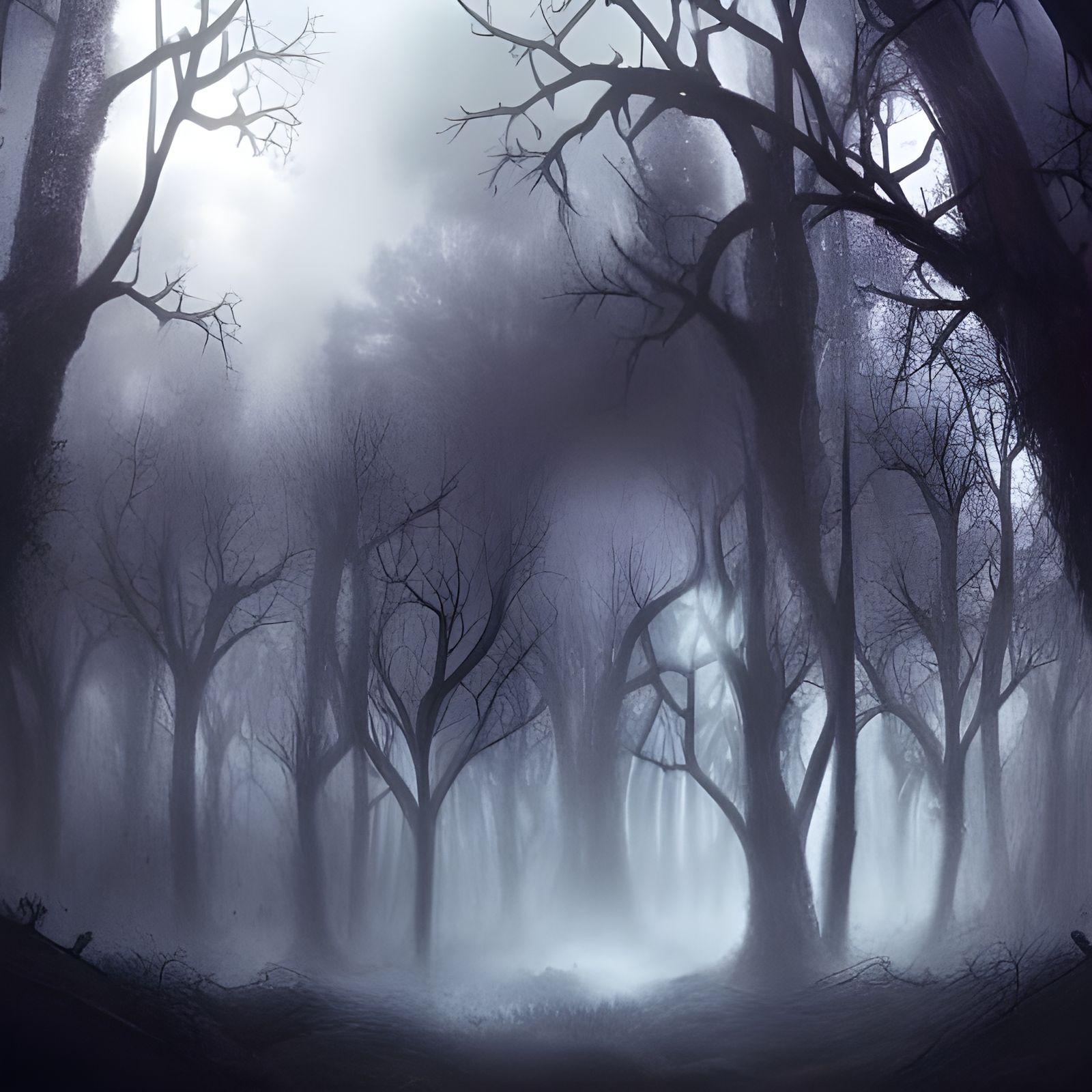 haunted forest, spooky, scary, misty, ghosts, Epic cinematic brilliant ...