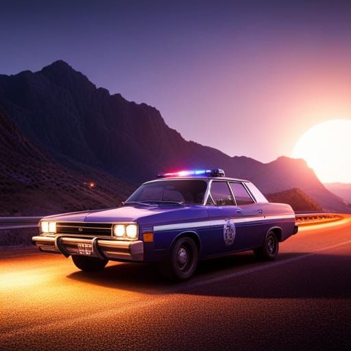 A 1980 CHP police car on the highway at night - AI Generated Artwork ...