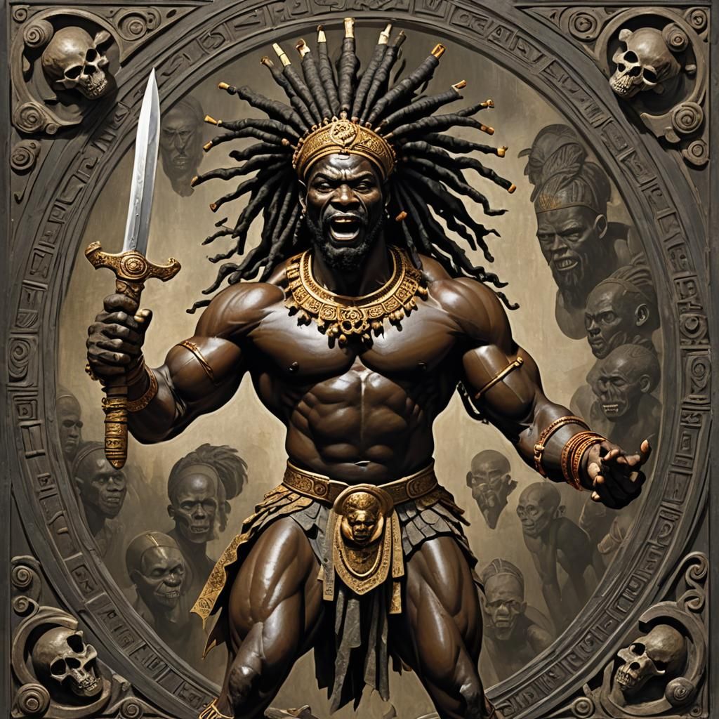 The god Ogun from African diasporic religions, depicted with dreadlocks ...