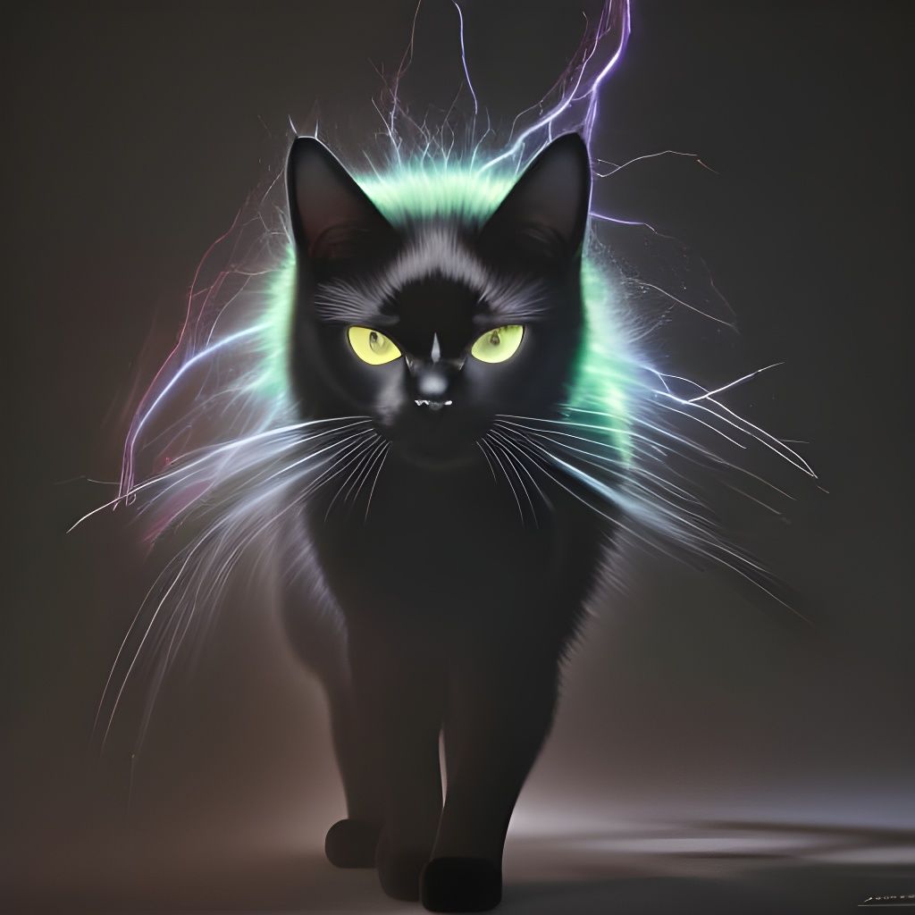 Funny Powerful Cat in Explosion of Electricity" - AI Generated Artwork ...