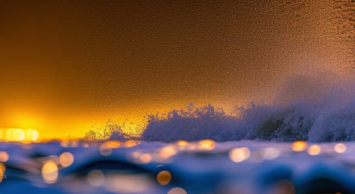 ultrarealistic, insanely detailed visible heavy rainfall and ocean ...