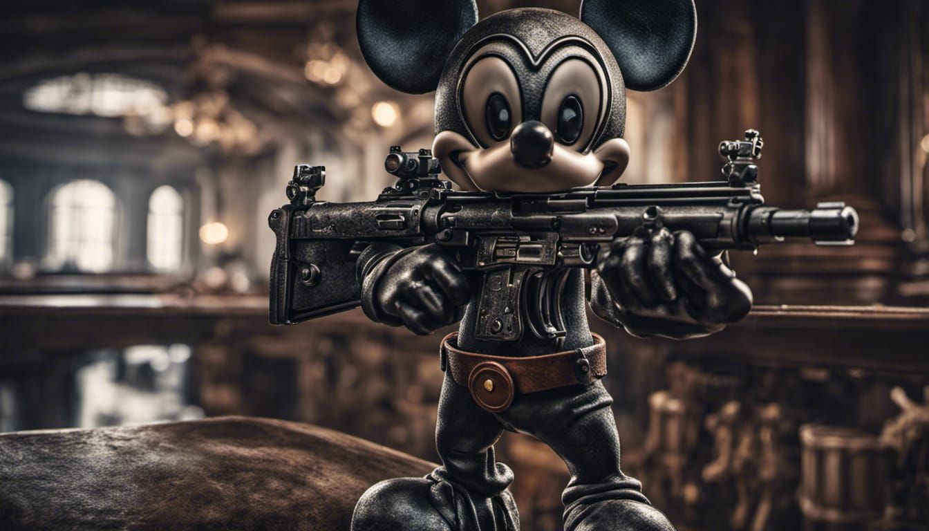 Dark Mickey Mouse with 2 guns - AI Generated Artwork - NightCafe Creator