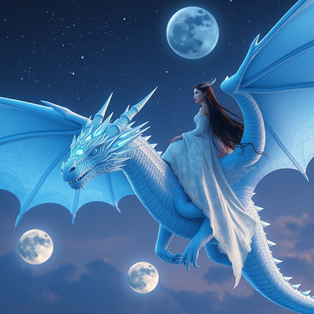 Night Dragon - Majestic Night Dragon in Ethereal Moonlight