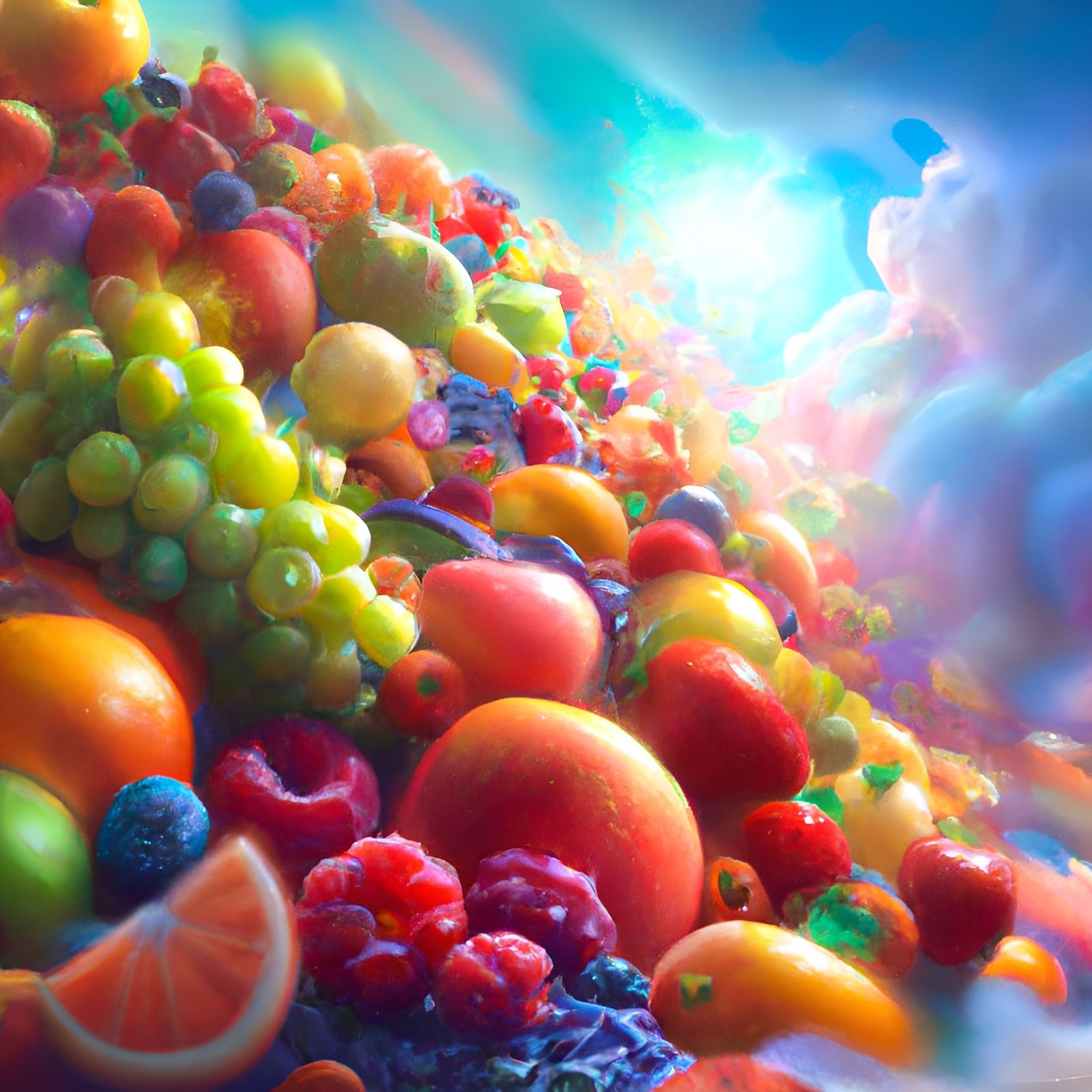 A cloud made of fruits - AI Generated Artwork - NightCafe Creator